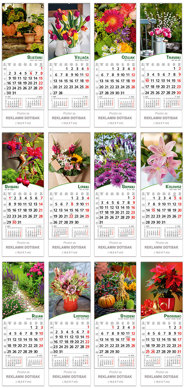 Zidni kalendari 2023 : Pogled s cvijećem